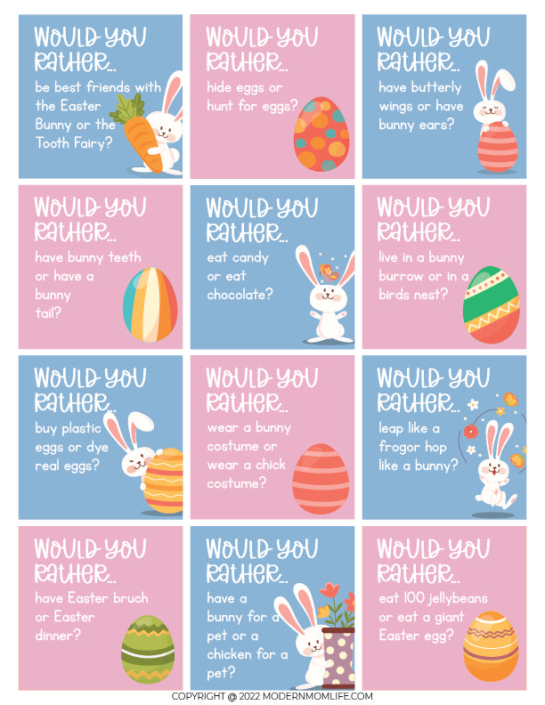 Easter Would You Rather Game Cards – modernmomlife