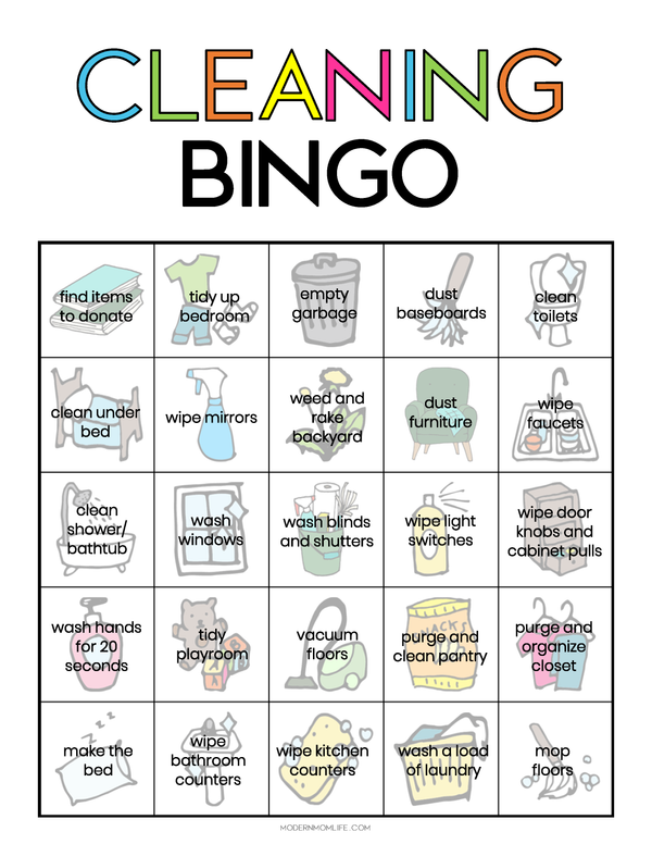 Cleaning Bingo Game for Kids – modernmomlife